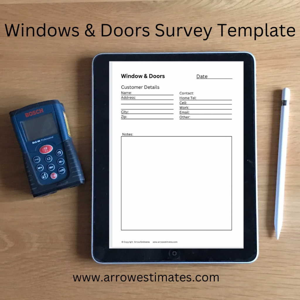 Blinds Survey / Measuring Template - Arrow Estimates